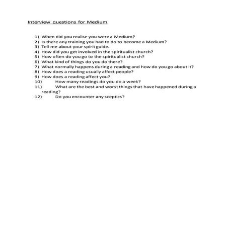Interview questions for spiritualist church | DOCX