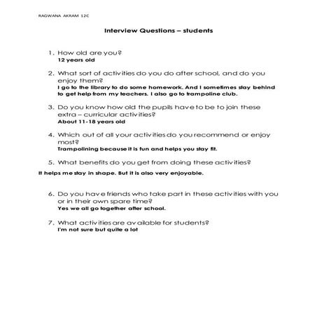 Interview questions (students) - 4018 | PDF