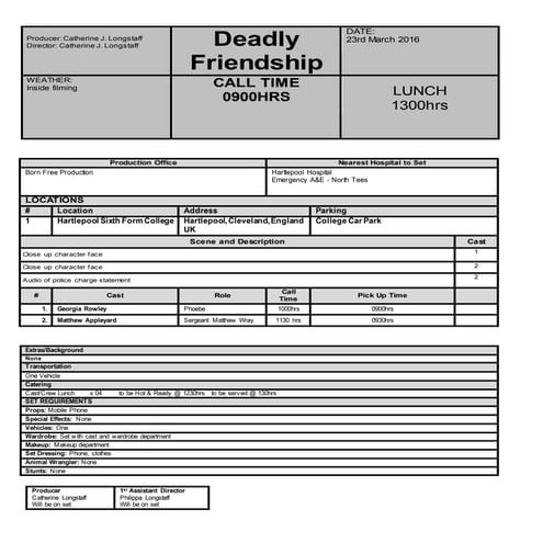 Interviewroom call sheet | PDF
