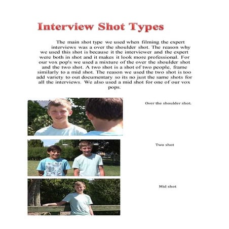 Interview shot types | DOCX