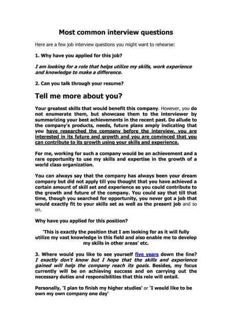 Top 10 Interview Questions and Answers | PPTX