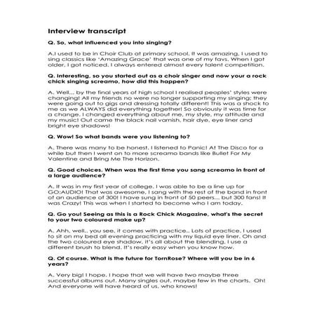 Interview Transcript | DOC | Musicals | Genres