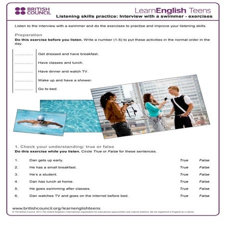 Interview with a_swimmer_-_exercises_1 | PDF | Swimming | Sports