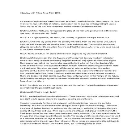Interview with nikola tesla from 1899 | DOCX