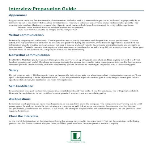 Interview Workshop Handout Packet | PDF | Resume Writing and Advice ...