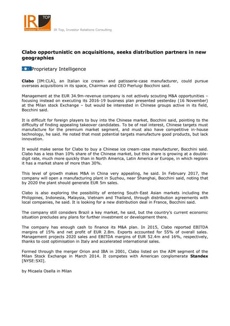 Clabo Spa presentations