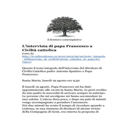 L'intervista di papa Francesco a Civiltà cattolica, 19 agosto 2013 | PDF