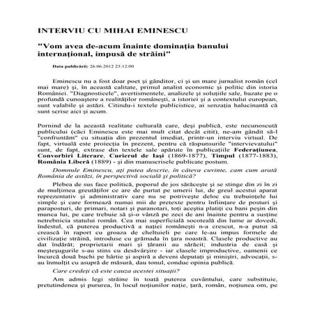 Interviu cu mihai eminescu | DOC