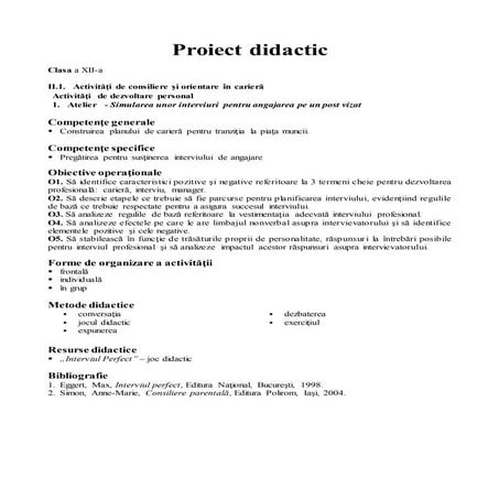 Interviu proiect didactic(1) | DOC