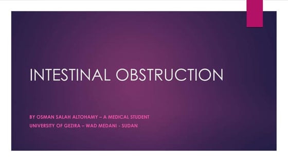 BOWEL OBSTRUCTION.pptx | Digestive Disorders | Diseases and Conditions