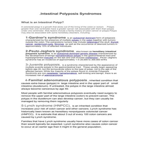 Intestinal polyposis syndromes | DOC