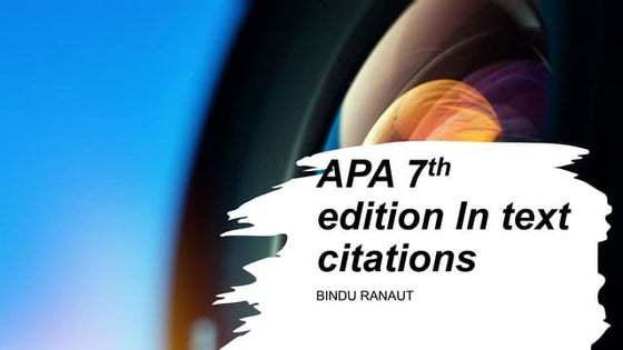 Creating APA 7 Citations in a Power Point Presentation | PPTX | Desktop ...