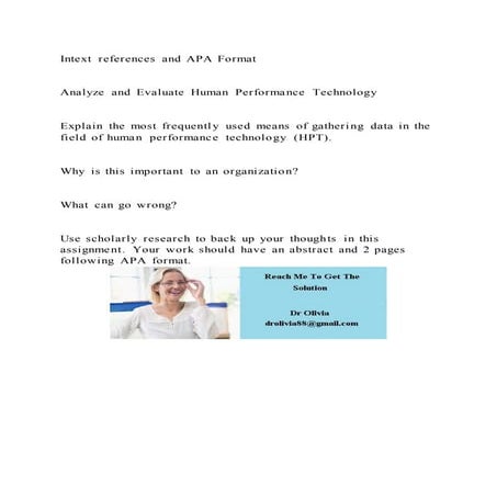 Intext references and APA FormatAnalyze and Evaluate Human Per | DOCX