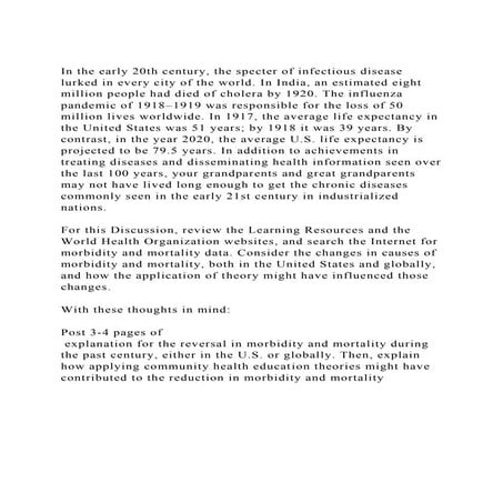 In the early 20th century, the specter of infectious disease lurke.docx