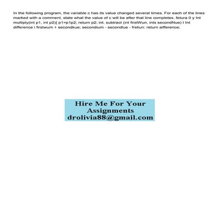 In the following program the variable c has its value chang.pdf