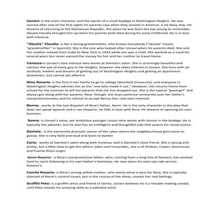 In the heights character analysis | DOCX