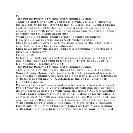 Chapter 3 of The Public Policy of Crime and Criminal Justice.docx