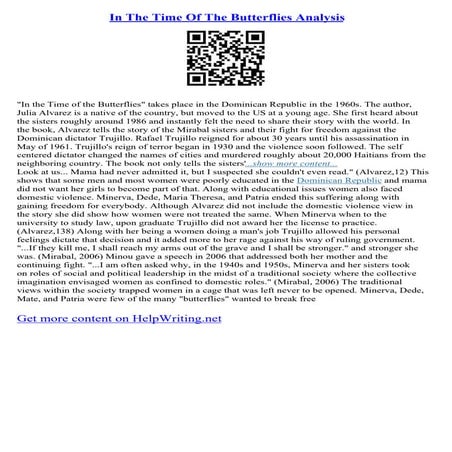 In The Time Of The Butterflies Analysis | PDF