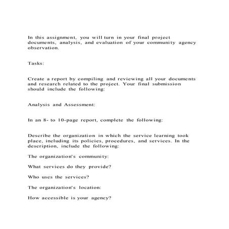 In this assignment, you will turn in your final project document | DOCX ...