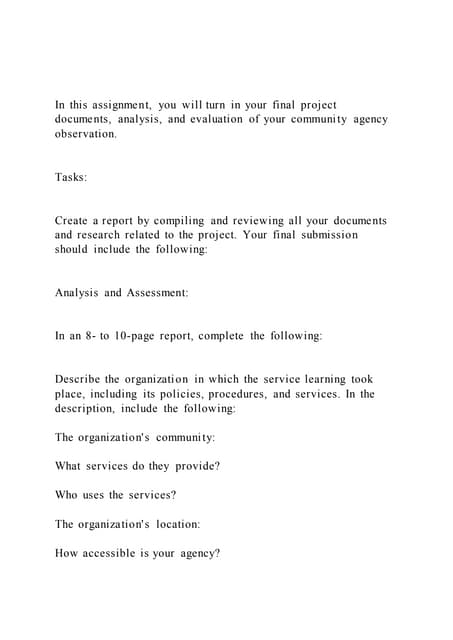 Post your Agency Presentation to the Discussion thread following the | PDF