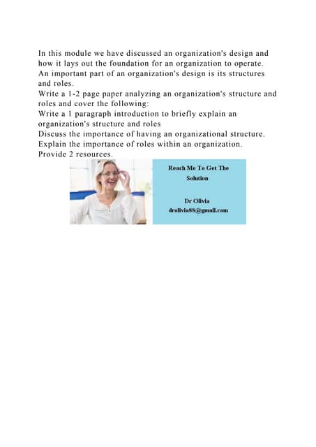 In This Module We Have Discussed An Organizations Design And How Itdocx 3352