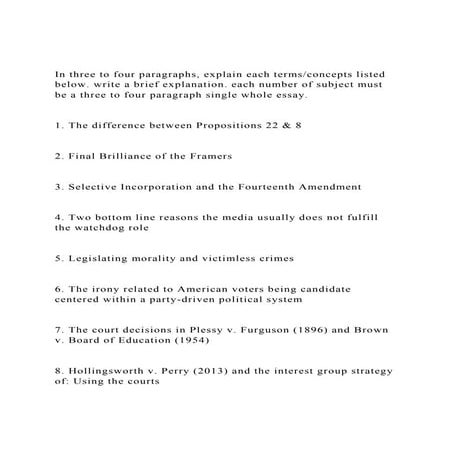 In three to four paragraphs, explain each termsconcepts listed .docx