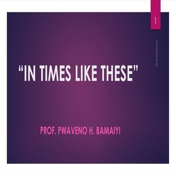 IN TIMES LIKE THESE: WHAT SHOULD WE DO IN THESE LAST DAYS? | PPTX