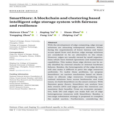SmartStore A blockchain and clustering based intelligent edge storage ...