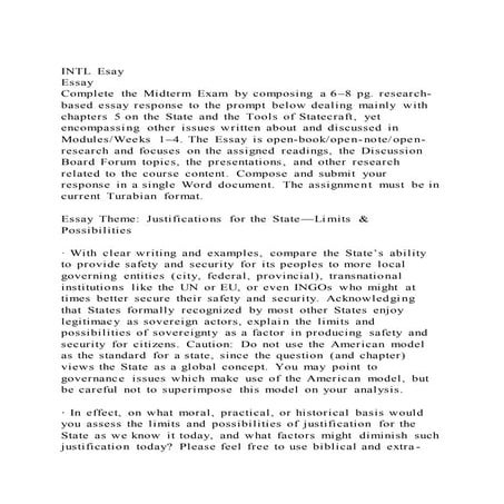 Intl esay essaycomplete the midterm exam by composing a 6–8 pg. | DOCX