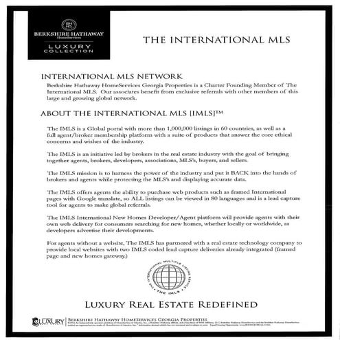 Berkshire Hathaway HomeServices Georgia Properties Is A Founding Member Of International MLS! | PDF