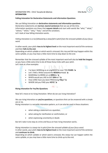 Rising and Falling Intonation | PPTX | Education