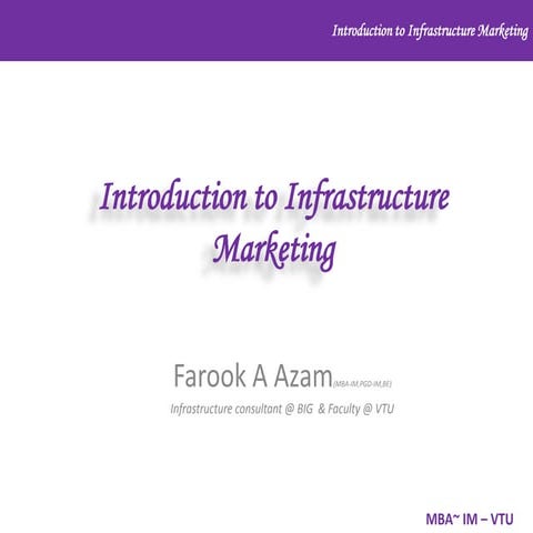 Introduction class on Services Marketing for Infrastructure Utilities | PPT