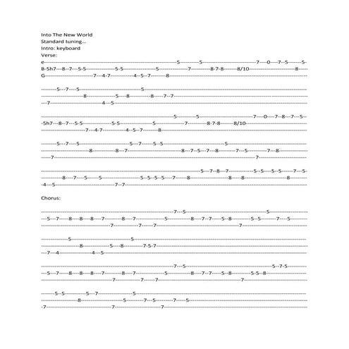 Into the new world guitar tabs | PDF