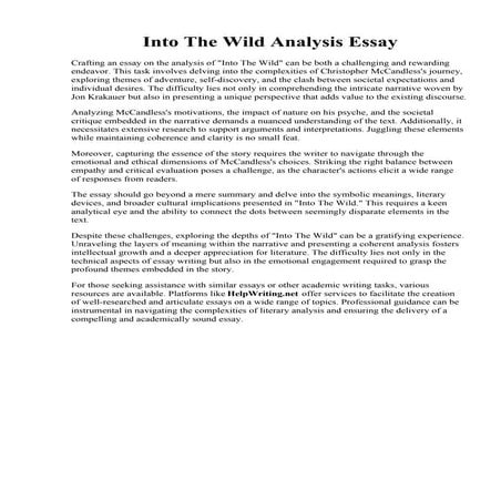 Into The Wild Analysis Essay | PDF | Wearable Technology | Consumer ...