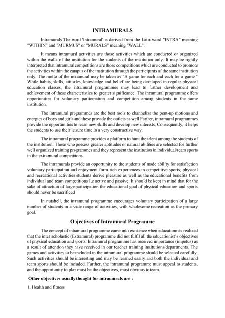 iNTRAMURAL pROGRAM.presentation for activities.... | PPTX
