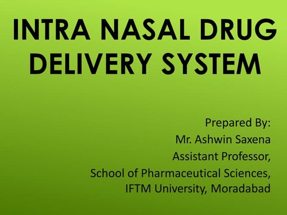 INTRANASAL ROUTE DELIVERY SYSTEM | PPTX