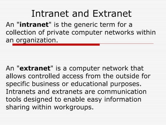 Internet vs intranet vs extranet | PPT