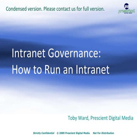 Intranet Governance Sept 2009 Slideshare | PPT