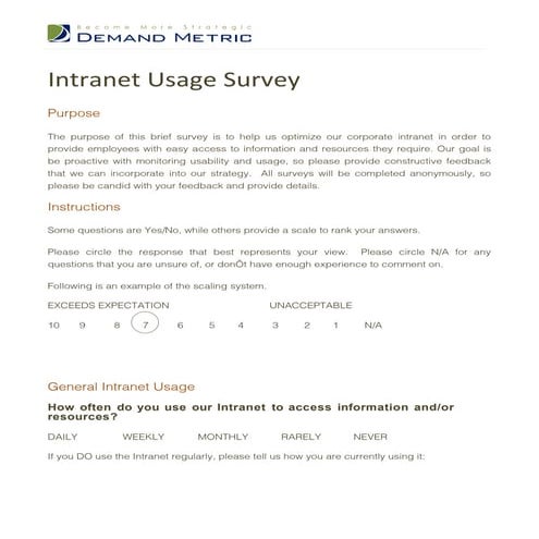 Intranet Usage Survey | DOC