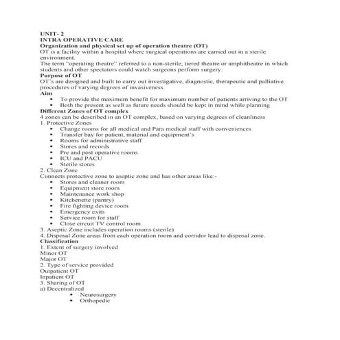 INTRAOPERATIVE CARE.docx education notes for nursing students | DOCX