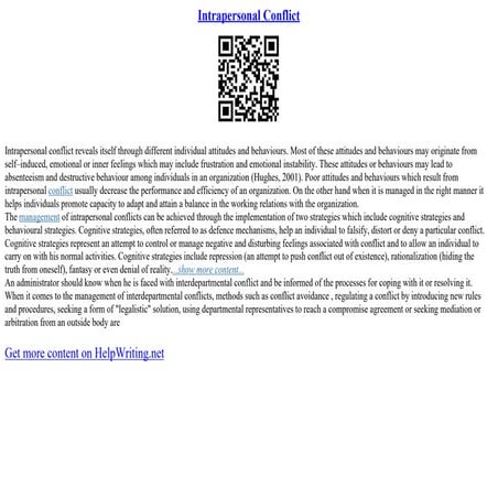 Intrapersonal Conflict | PDF