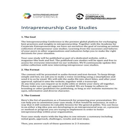 Intrapreneurship Case Studies - guide | PDF