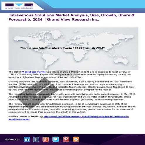 Intravenous Solutions Market Insights - Global Industry Growth and Forecast to 2024 | PDF