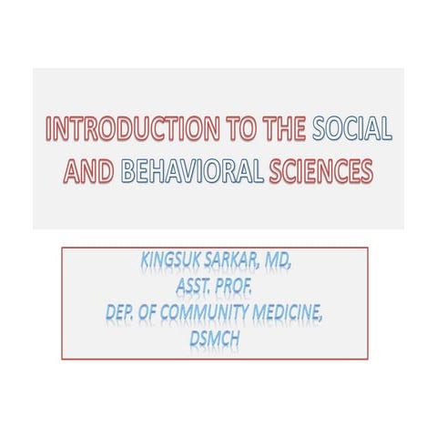 Intrintroduction to the social and behavioral sciences | PPT