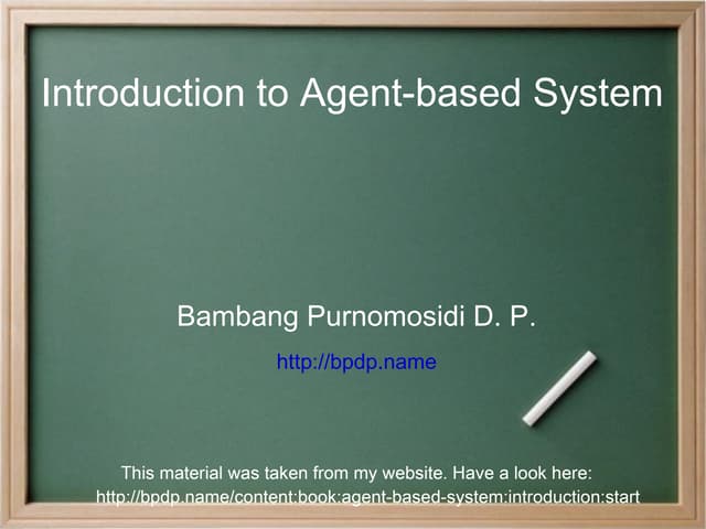 Intro to Agent-based System | PPT Intro to Agent-based System | PPT