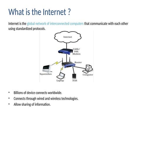 Intro to network. Explaining Internet, simple Net topologies | PPTX