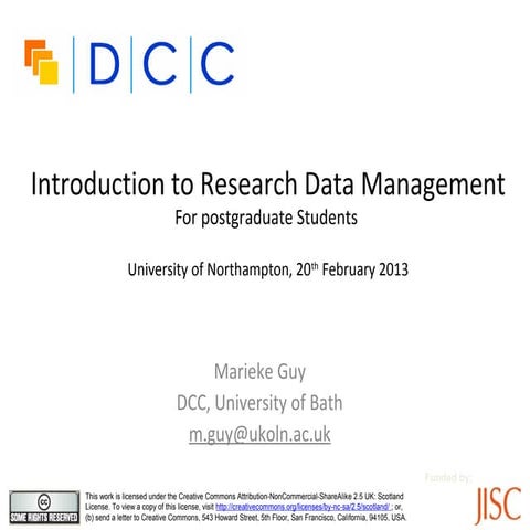 Introduction to Research Data Management for postgraduate students | PPT