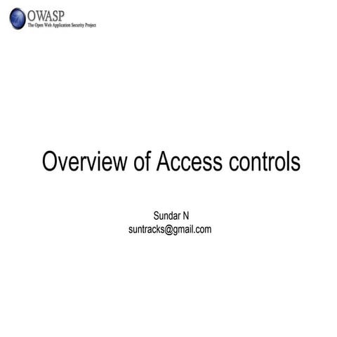 Intro To Access Controls | PPT | Operating Systems | Computer Software and Applications