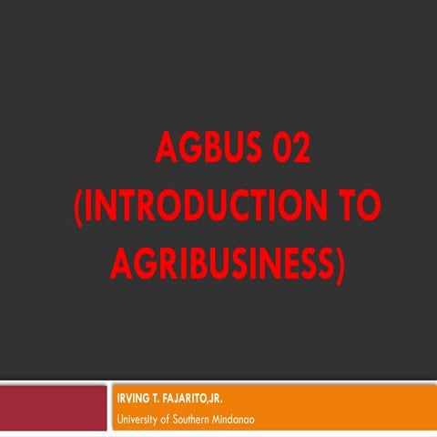 Introduction to Agribusiness Management | PPTX
