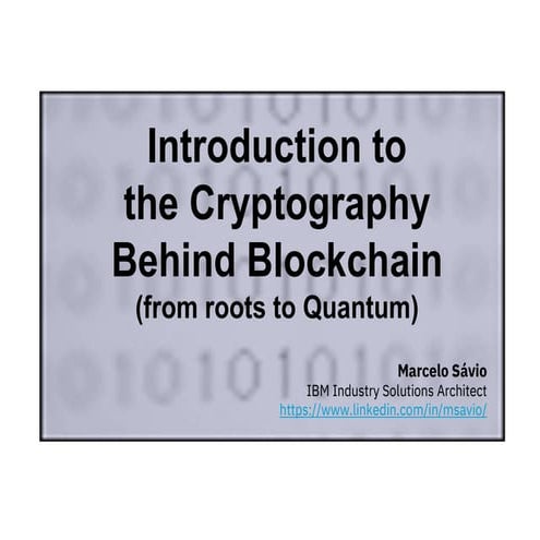 Introduction to the cryptography behind blockchain (from roots to quantum crypto) | PDF ...